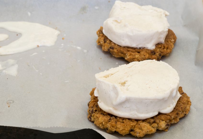 Chocolate Chip Cookie Ice Cream Sandwich · Nourish and Nestle