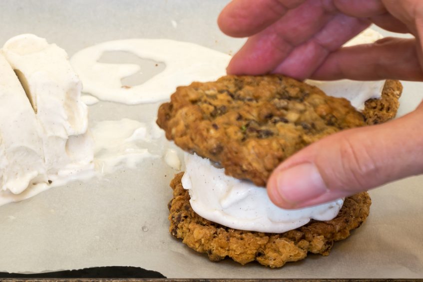 Chocolate Chip Cookie Ice Cream Sandwich · Nourish and Nestle