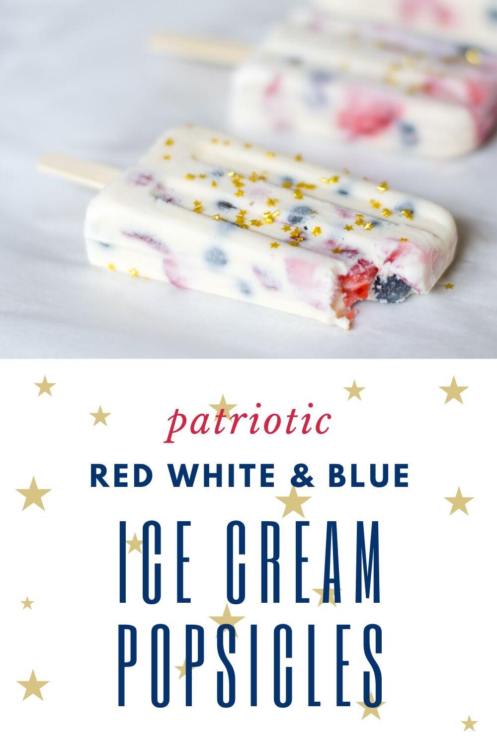 Ice Cream Popsicles - Red, White, Blue + Gold Stars · Nourish and Nestle