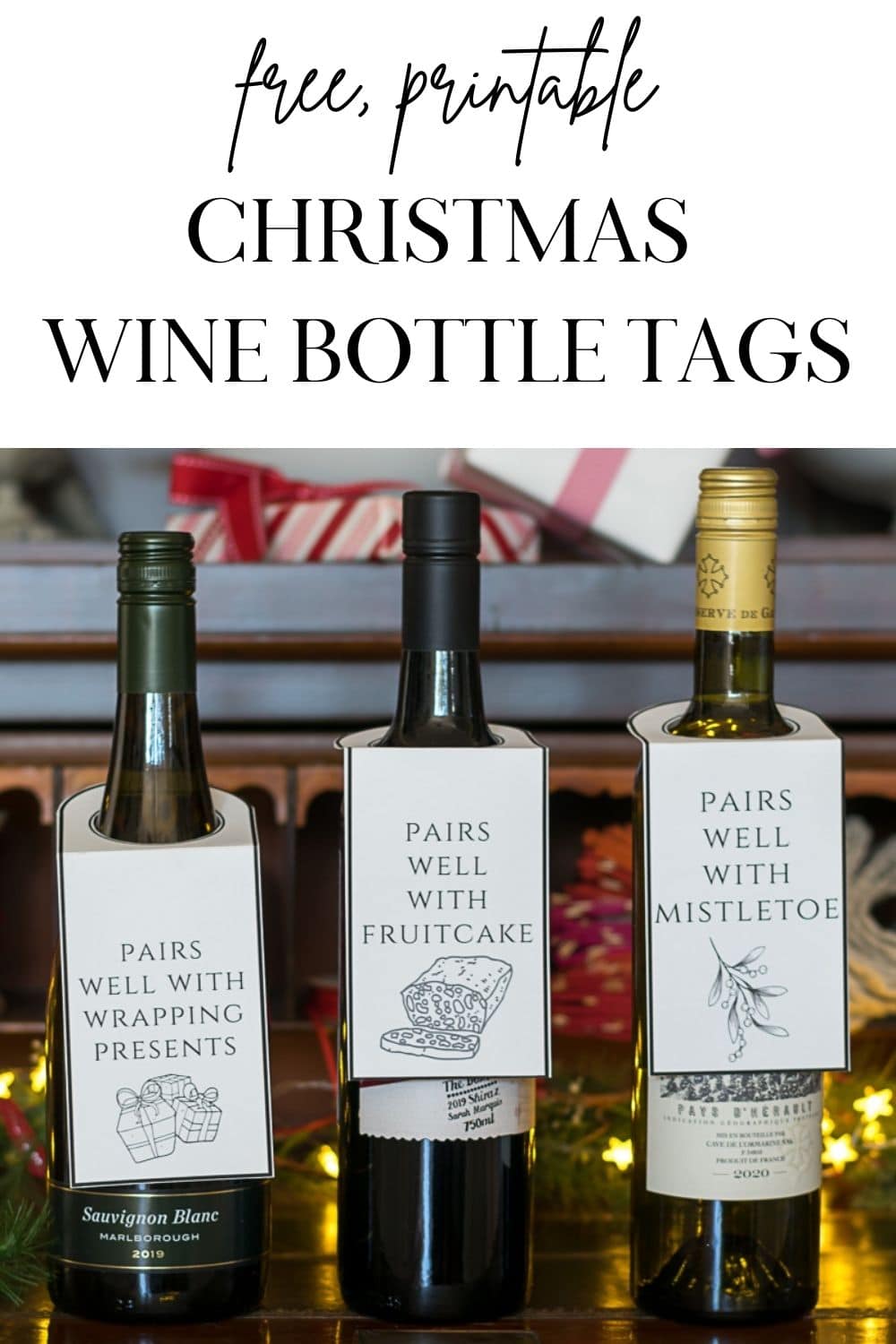 Wine Bottle Tags for Christmas Gifts · Nourish and Nestle