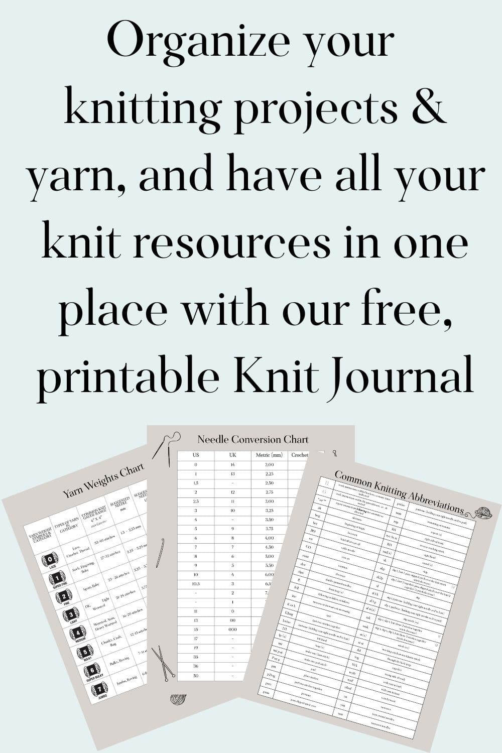 Knitting Journal and Organizer - Printable · Nourish and Nestle