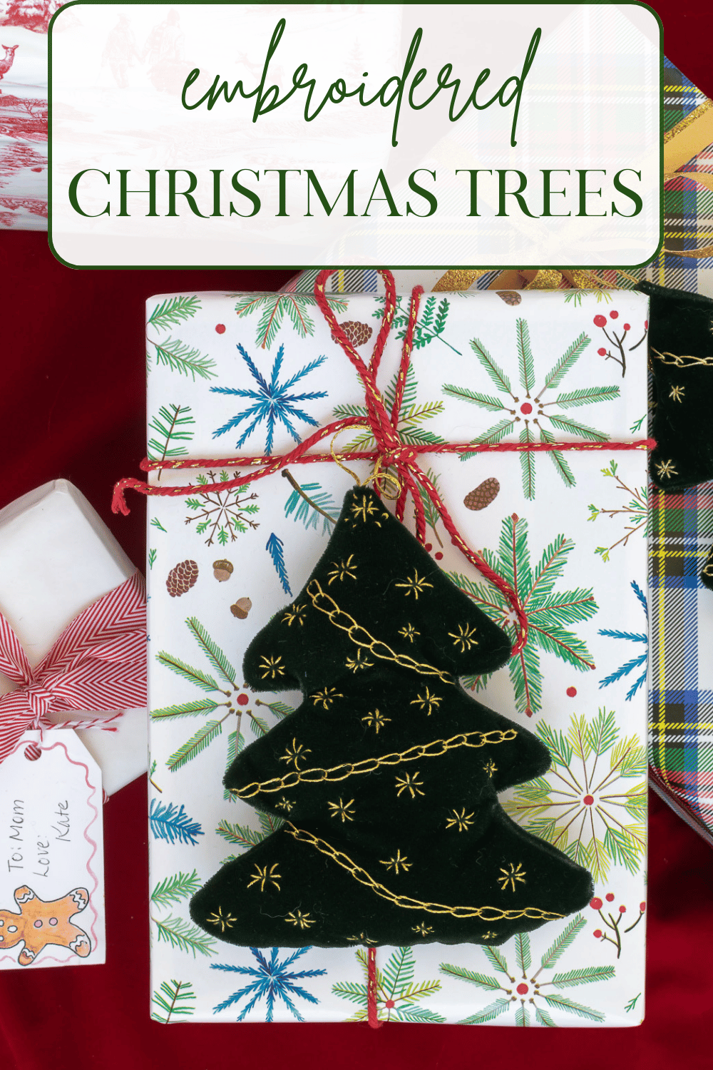 Embroidered Christmas Trees · Nourish and Nestle