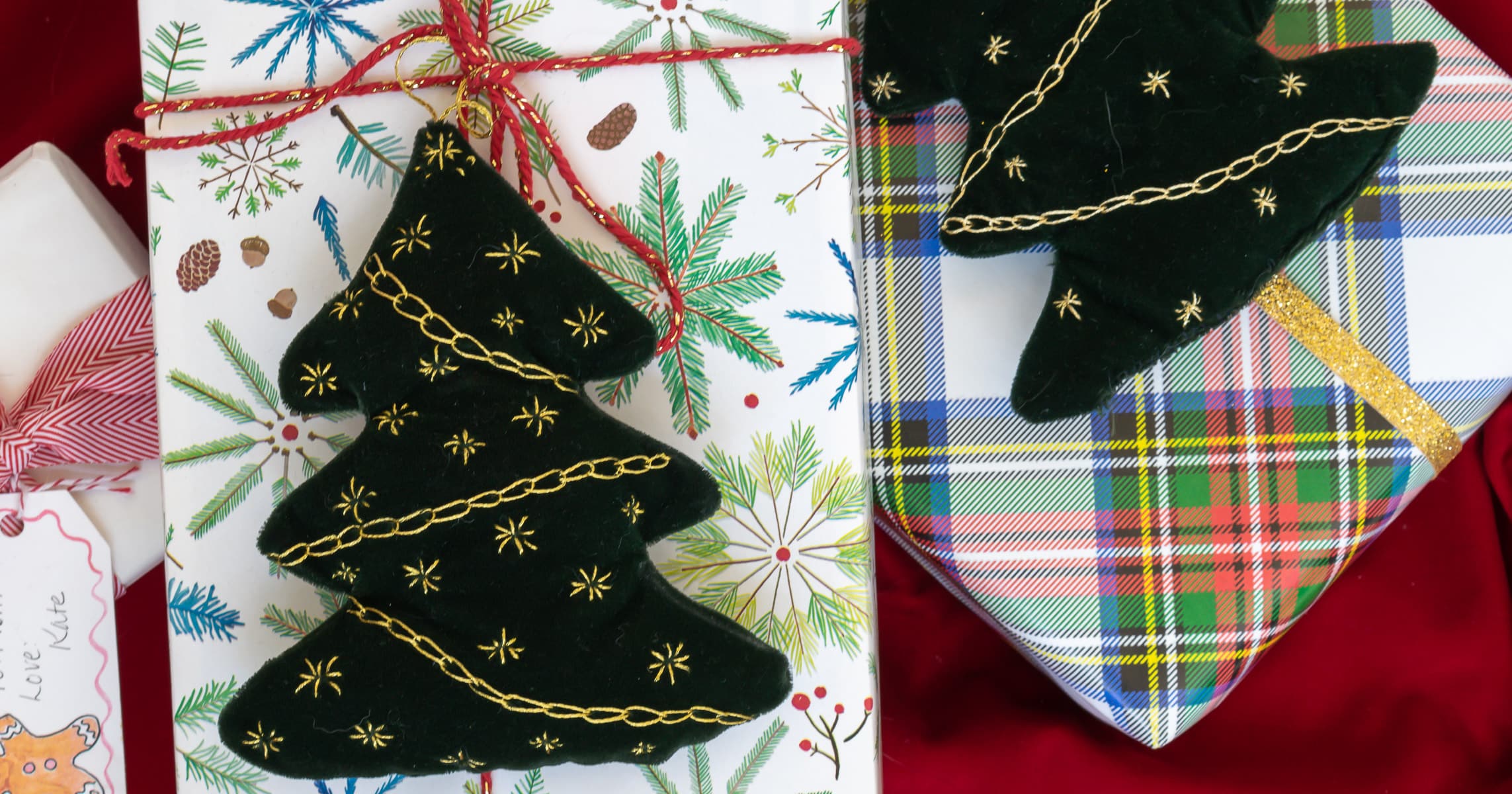 Embroidered Christmas Trees · Nourish and Nestle