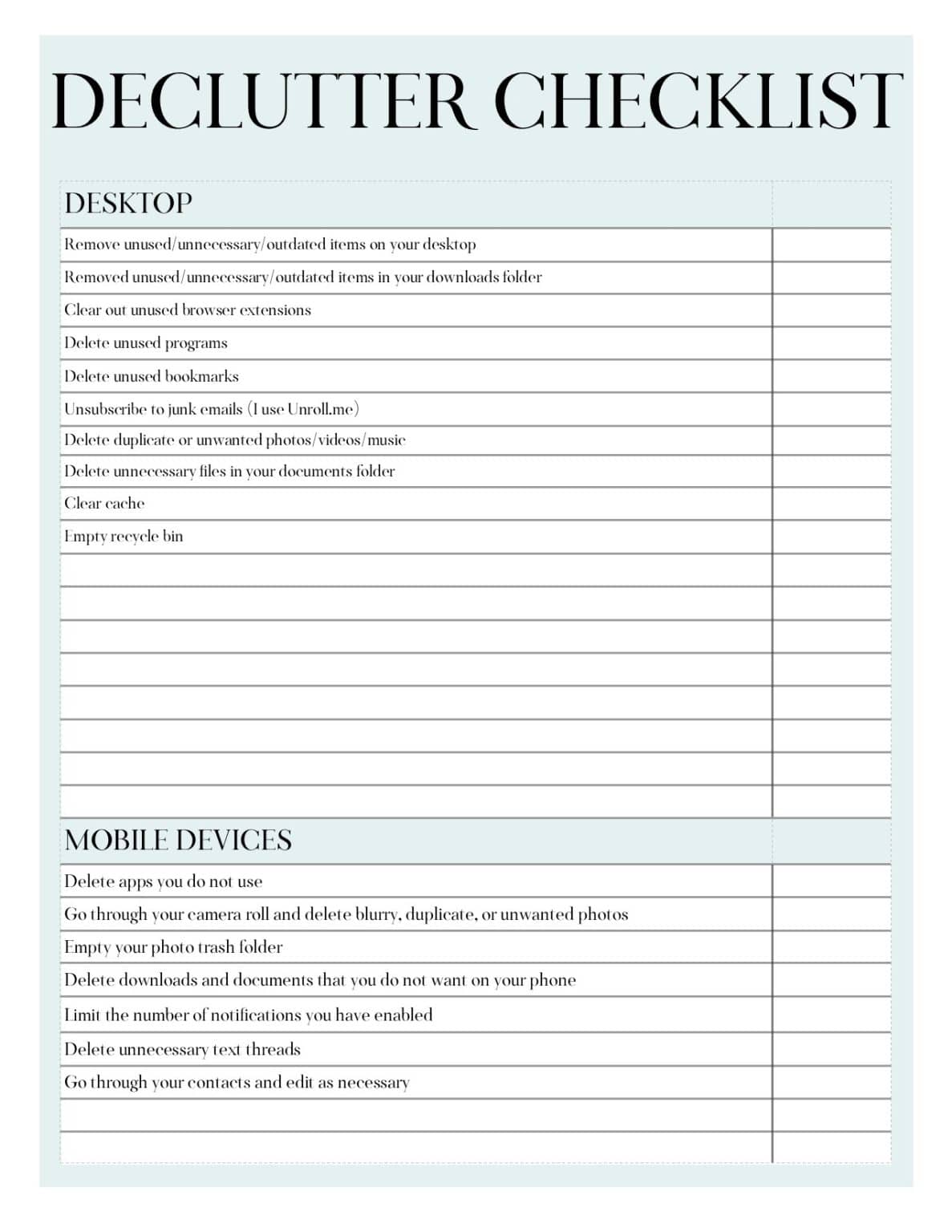 Digital Decluttering Checklist: PCs & mobile devices · Nourish and Nestle