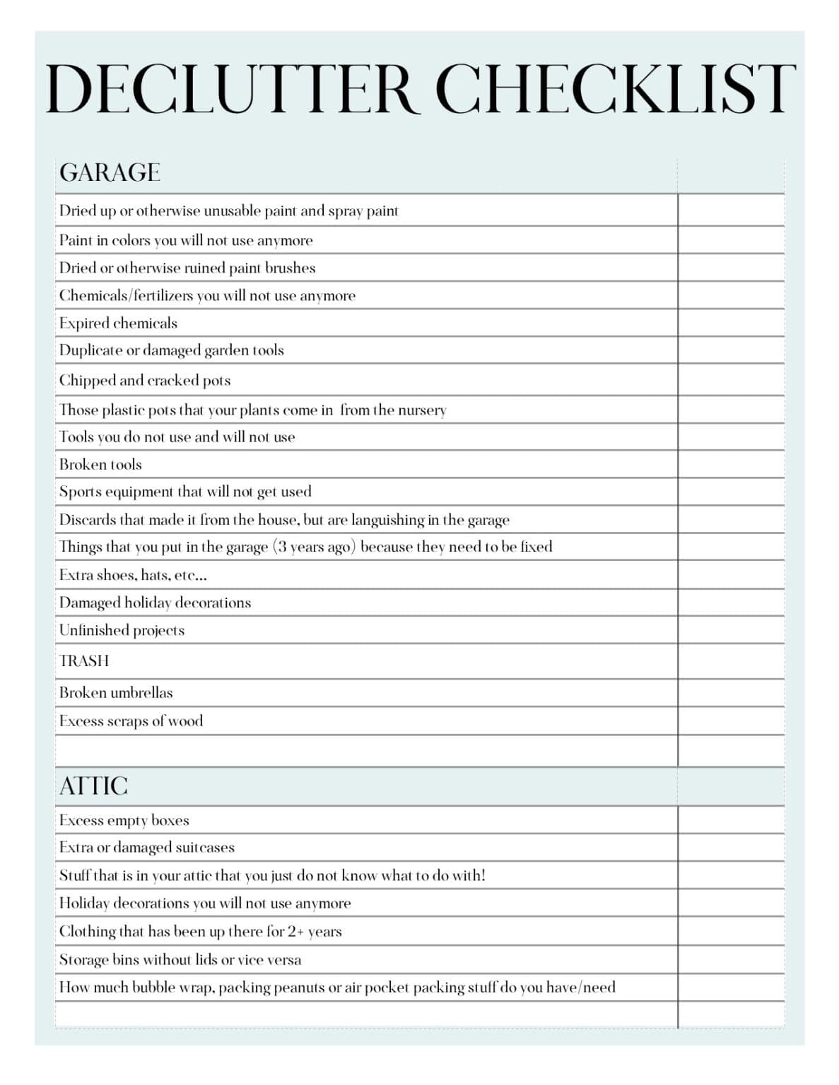 Cluttered Garage and Attic? Use this Checklist · Nourish and Nestle