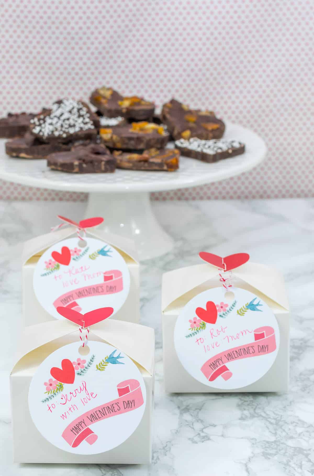 Valentine's Day Chocolate Bark & Tag Printable · Nourish and Nestle