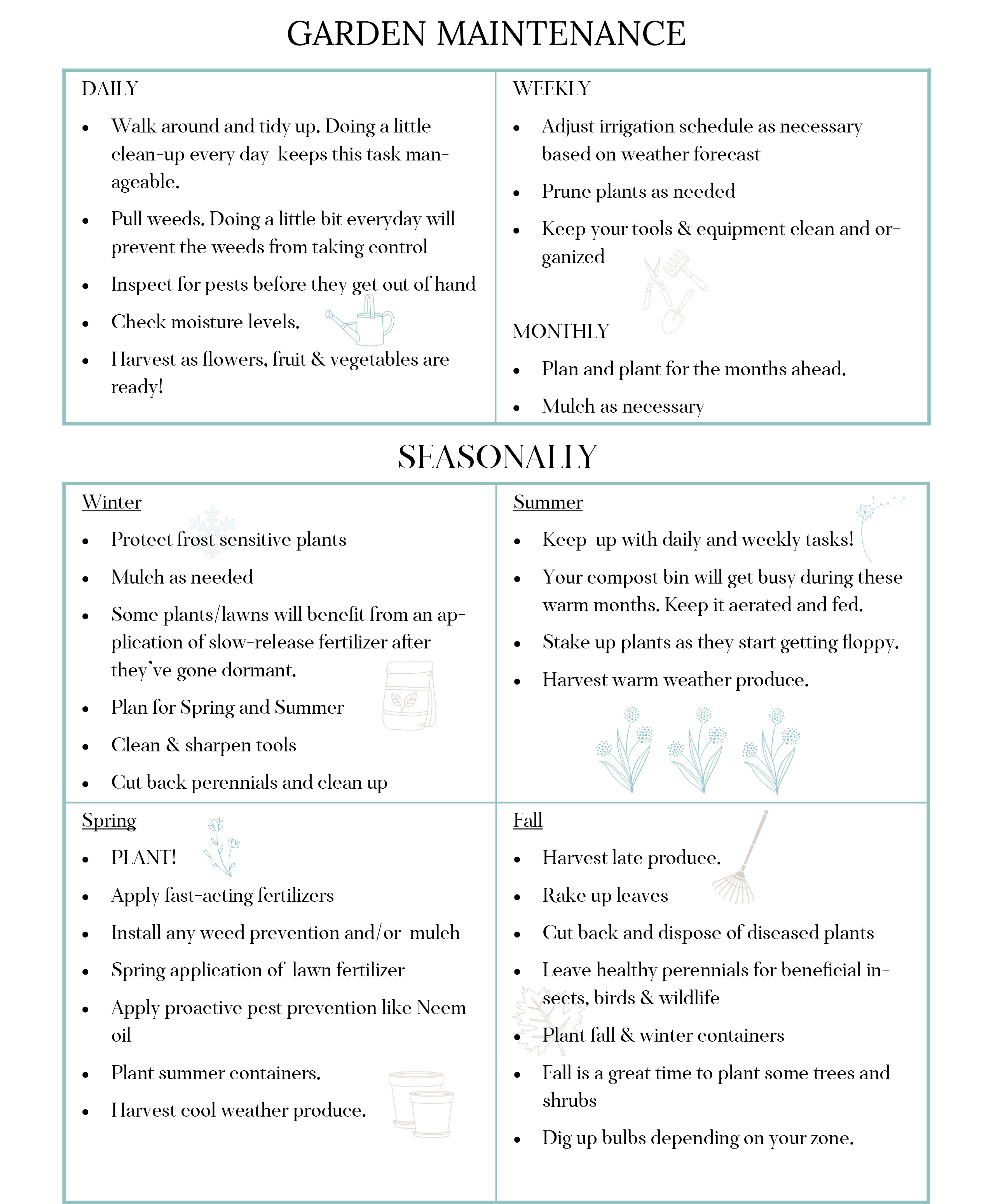 Garden Maintenance Tips + Printable Schedule · Nourish and Nestle