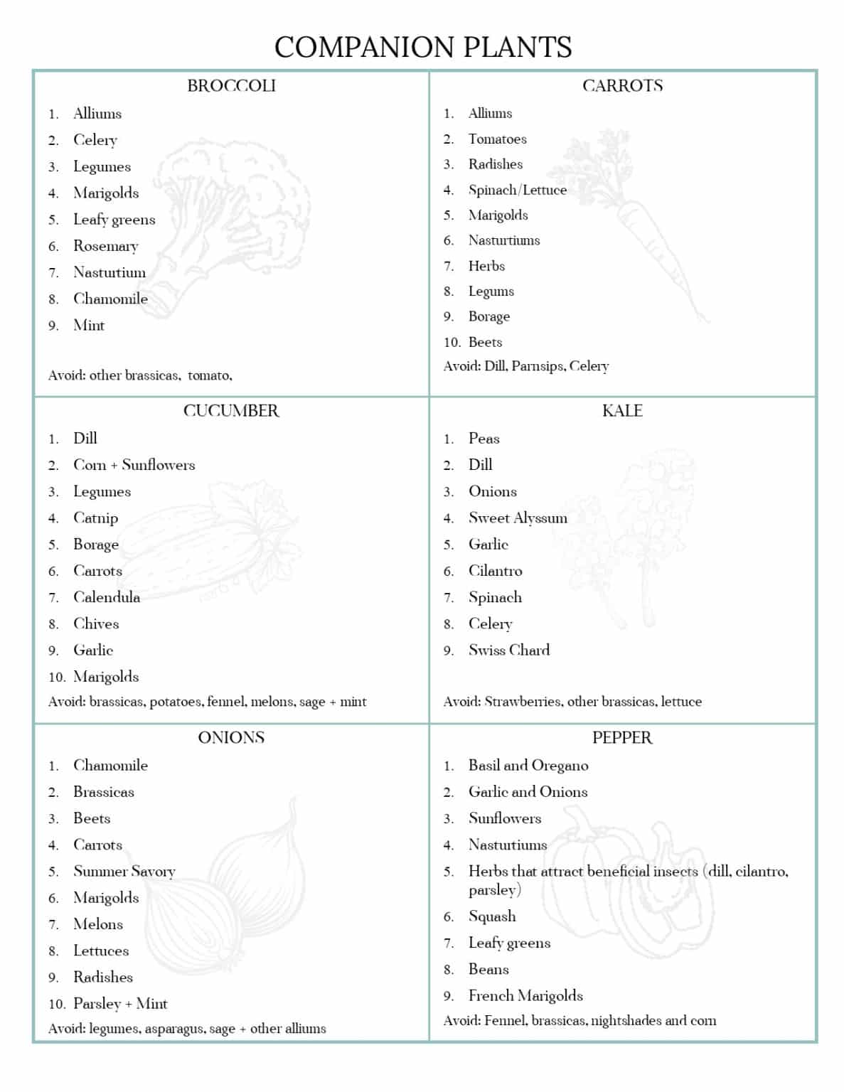 Companion Planting Chart + Guide · Nourish and Nestle