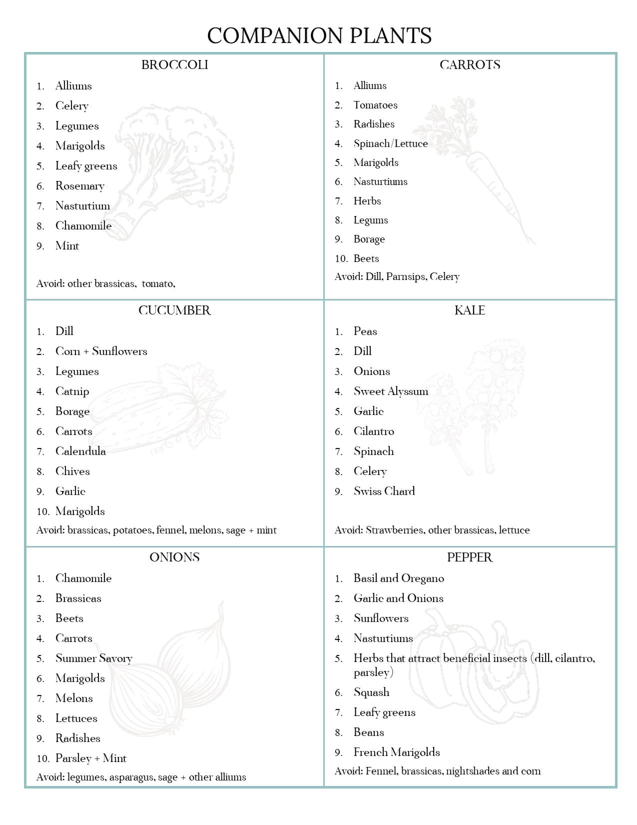 Companion Planting Chart + Guide · Nourish and Nestle