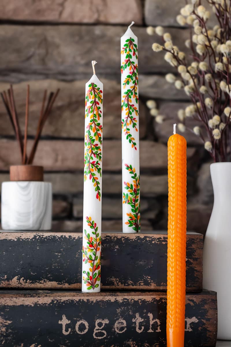 Create Stunning Painted Candles for a Cozy Fall Home · Nourish and Nestle