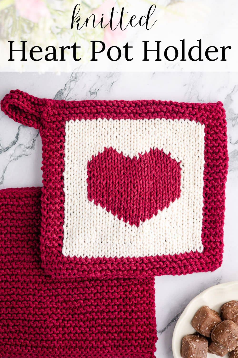 Knit Heart Potholder Pattern · Nourish and Nestle