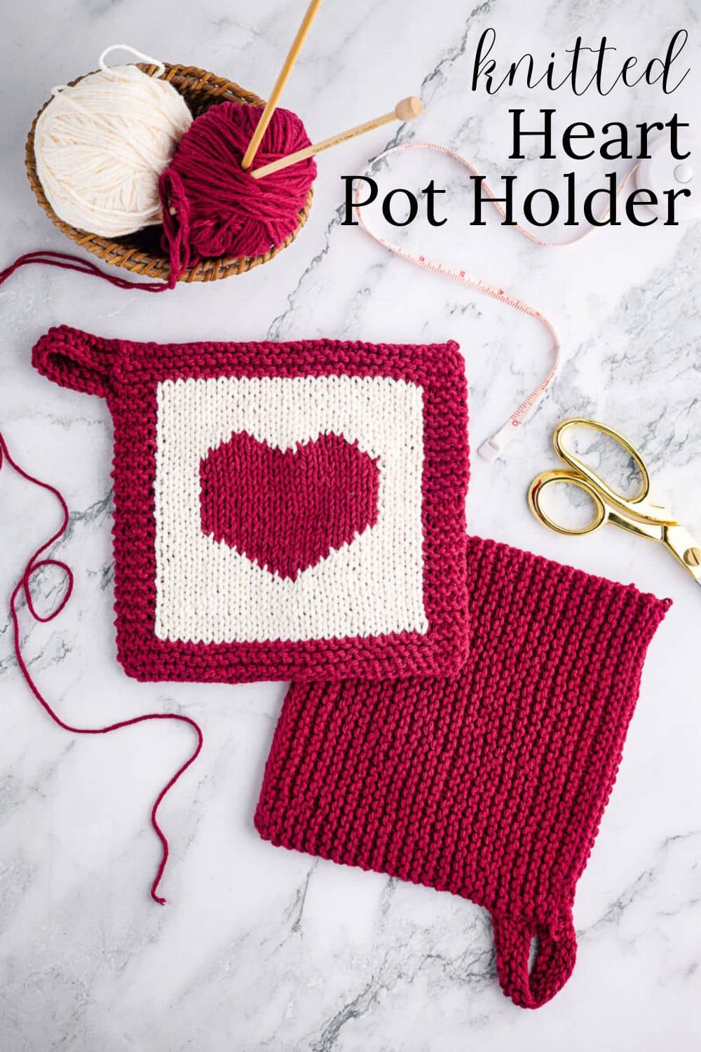 Knit Heart Potholder Pattern · Nourish and Nestle