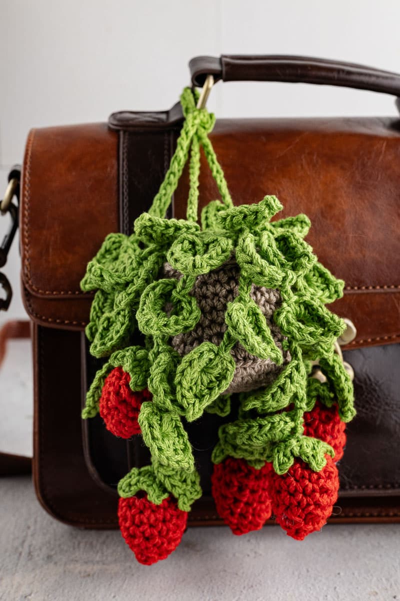 Crochet Keychain, Mirror or Purse Charm - Strawberry Pot · Nourish and ...