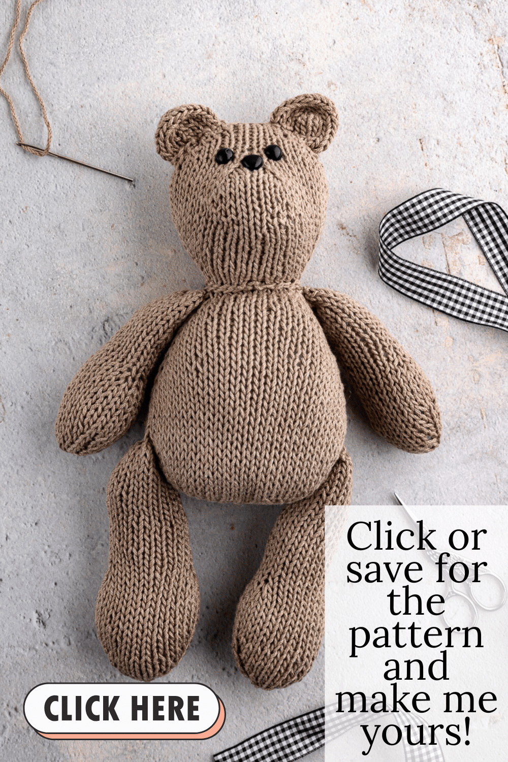 Knit Teddy Bear Pattern - Free · Nourish and Nestle
